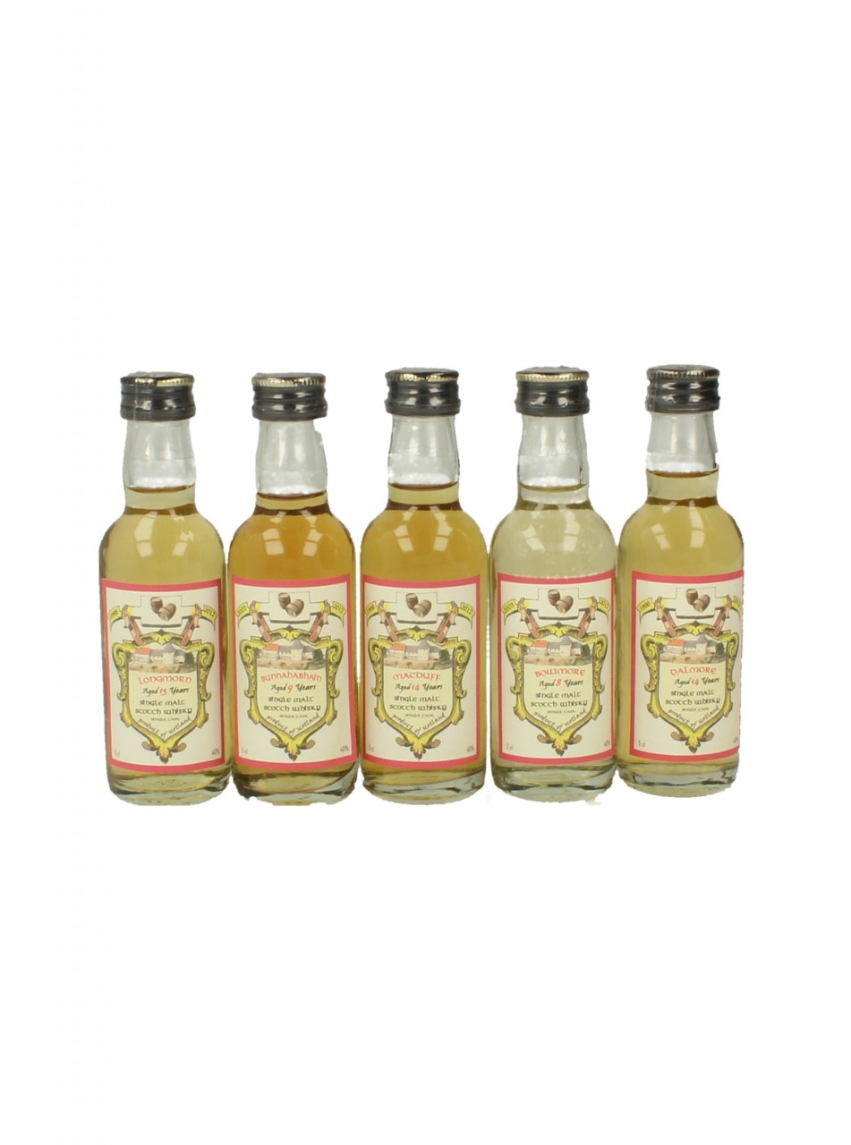 5 CL 5 RARE MINIATURES LONGMORN-BUNNA-MACDUFF-BOWMORE-DALMORE ...