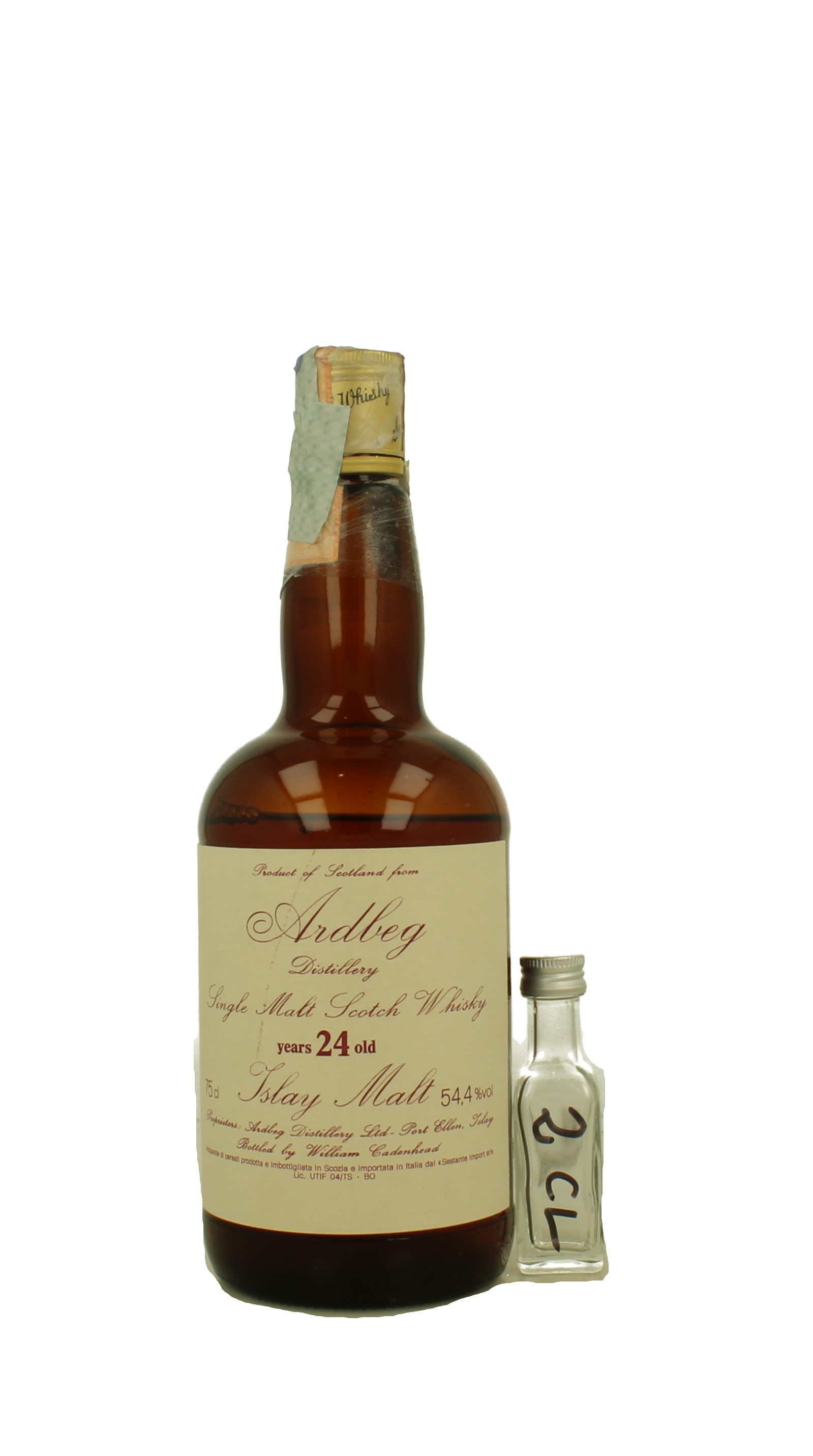 Ardbeg SAMPLE 24 Years old bottled middle 80's 2cl 54.4% Cadenhead's ...