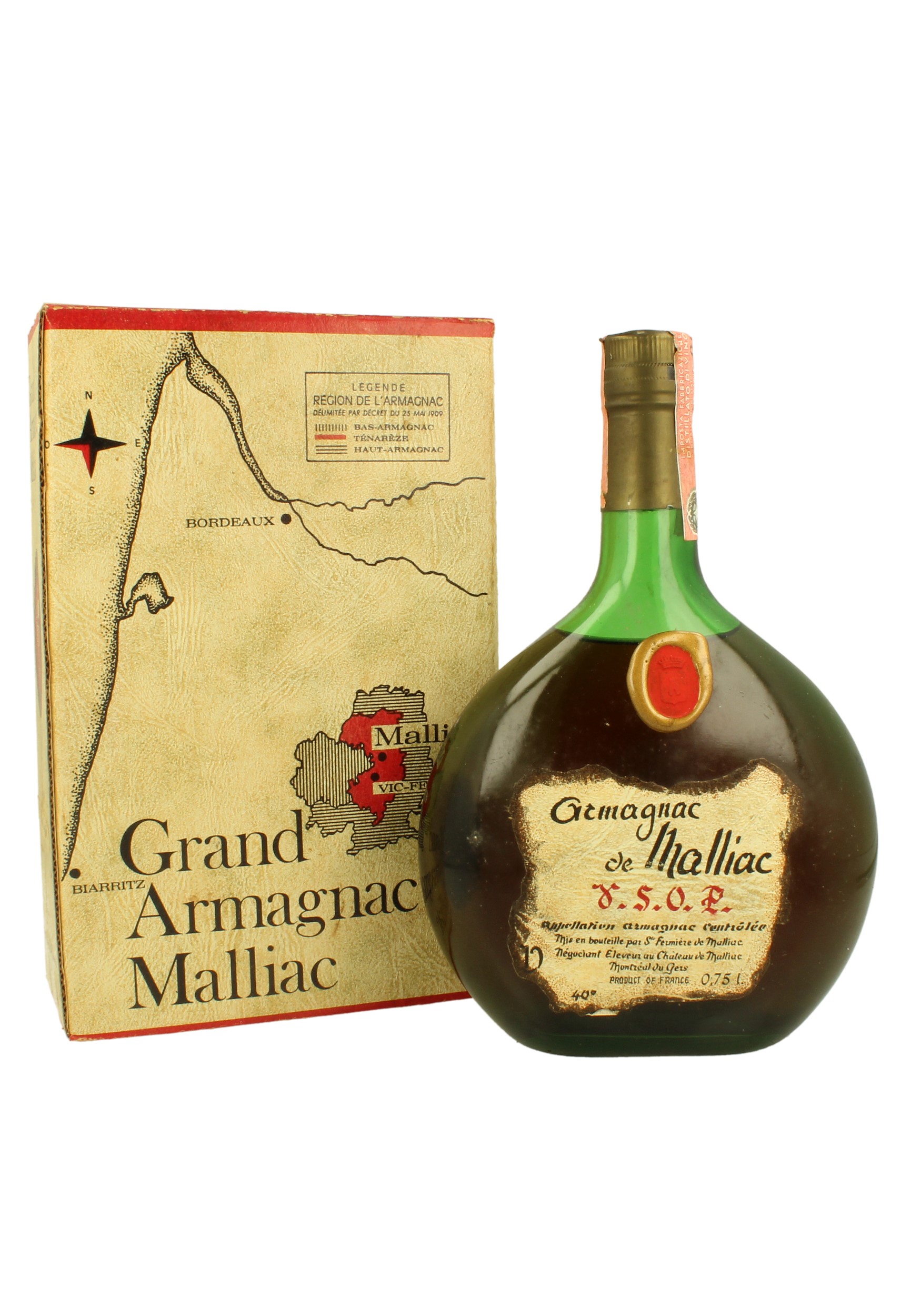 ARMAGNAC MALLIAC VSOP 75CL 40% BOTTLED IN THE 60'S - Products - Whisky ...
