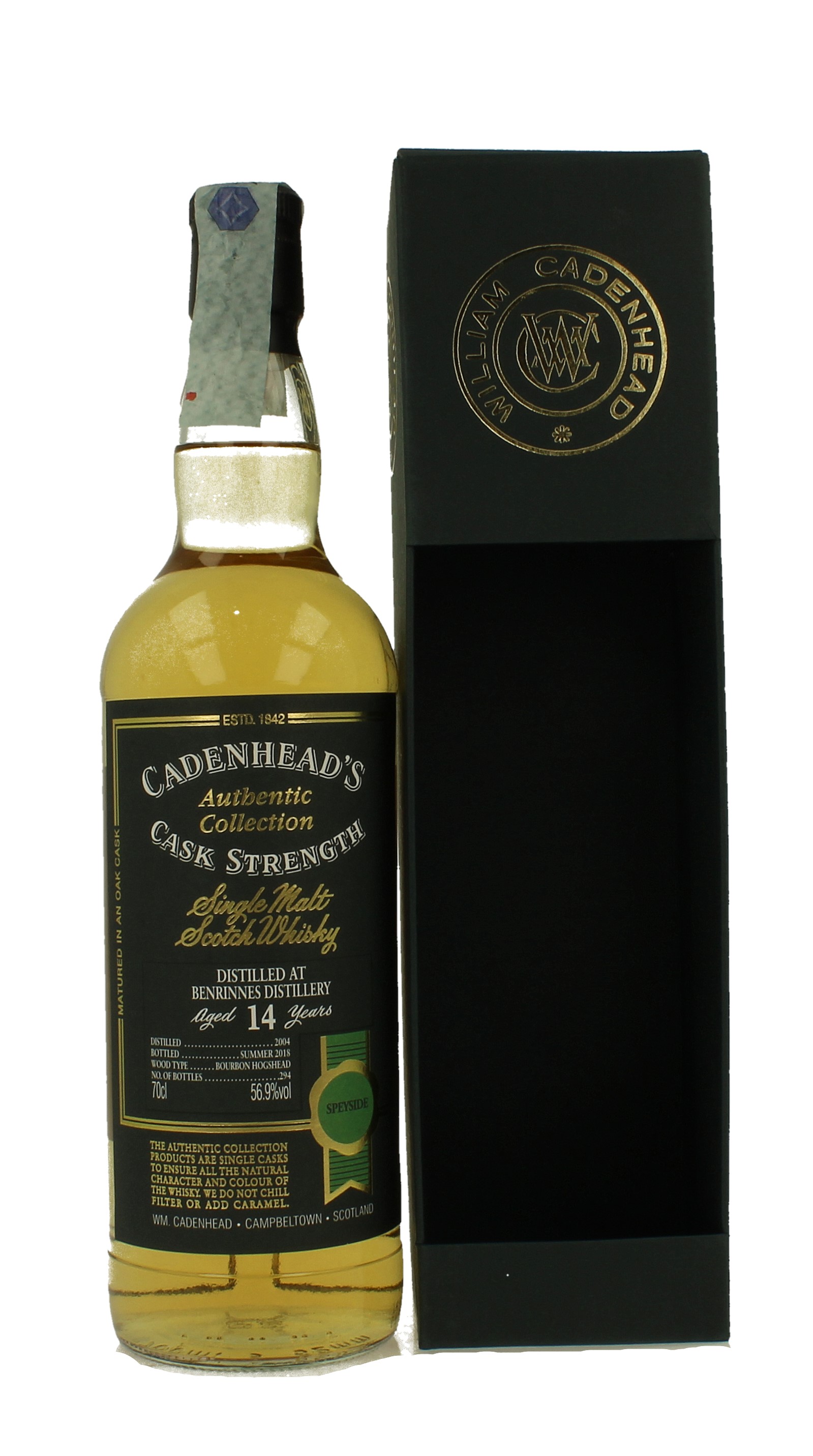 BENRINNES 14 years old 2004 2018 70cl 56.9% Cadenhead's - Authentic ...