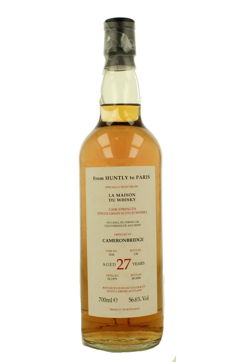 Cameron Bridge Single Grain Scotch Whisky 27 Year old 1979 2006 70cl 56 ...