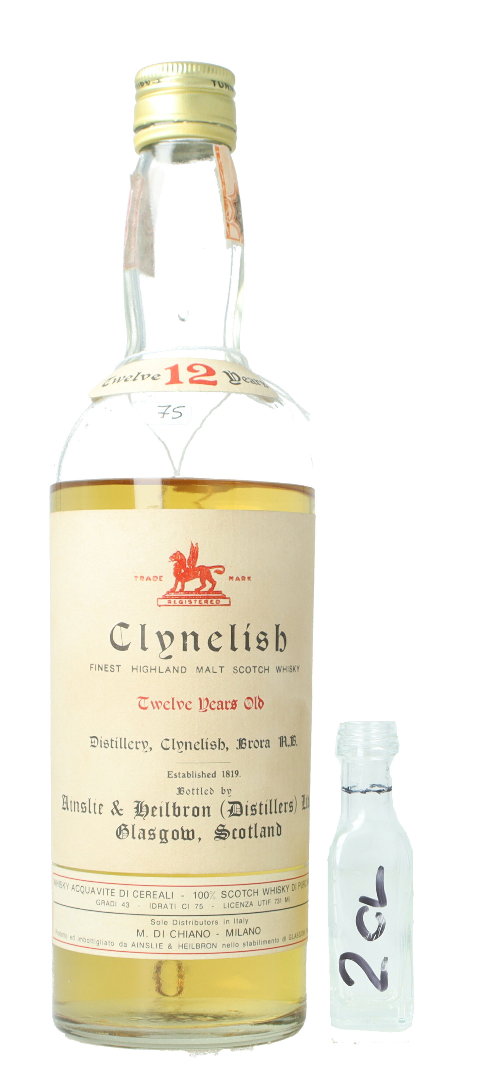Clynelish Highland Scotch Whisky 12 Year old - Bot.60's or early 70's ...