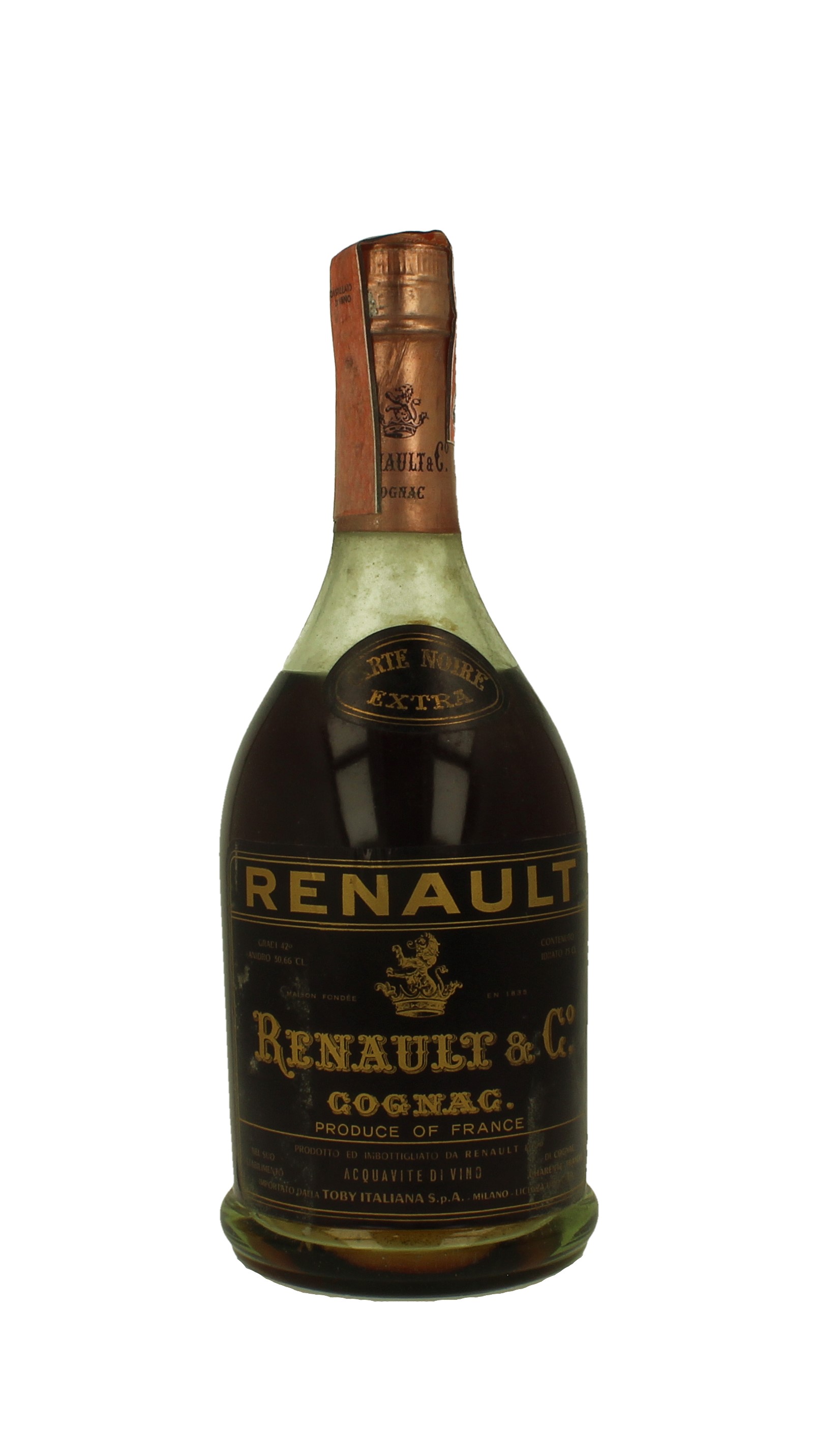 COGNAC RENAULT EXTRA carte noir Bot 60/70's 75cl 40% CARTE NOIR EXTRA ...