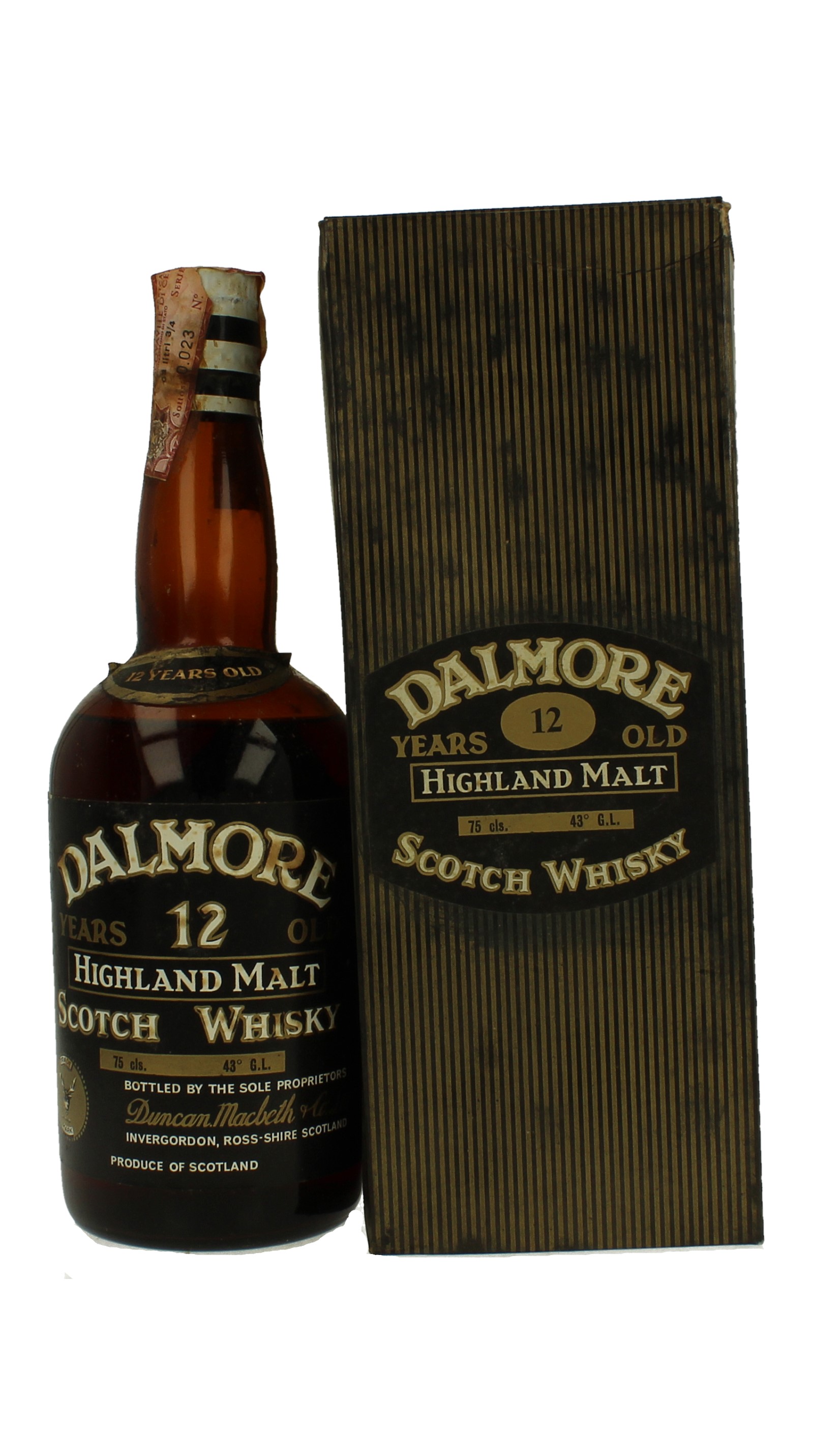 Dalmore Highland Scotch Whisky 12 yo BOTTLED IN THE 60'S /70'S 75cl 43% ...