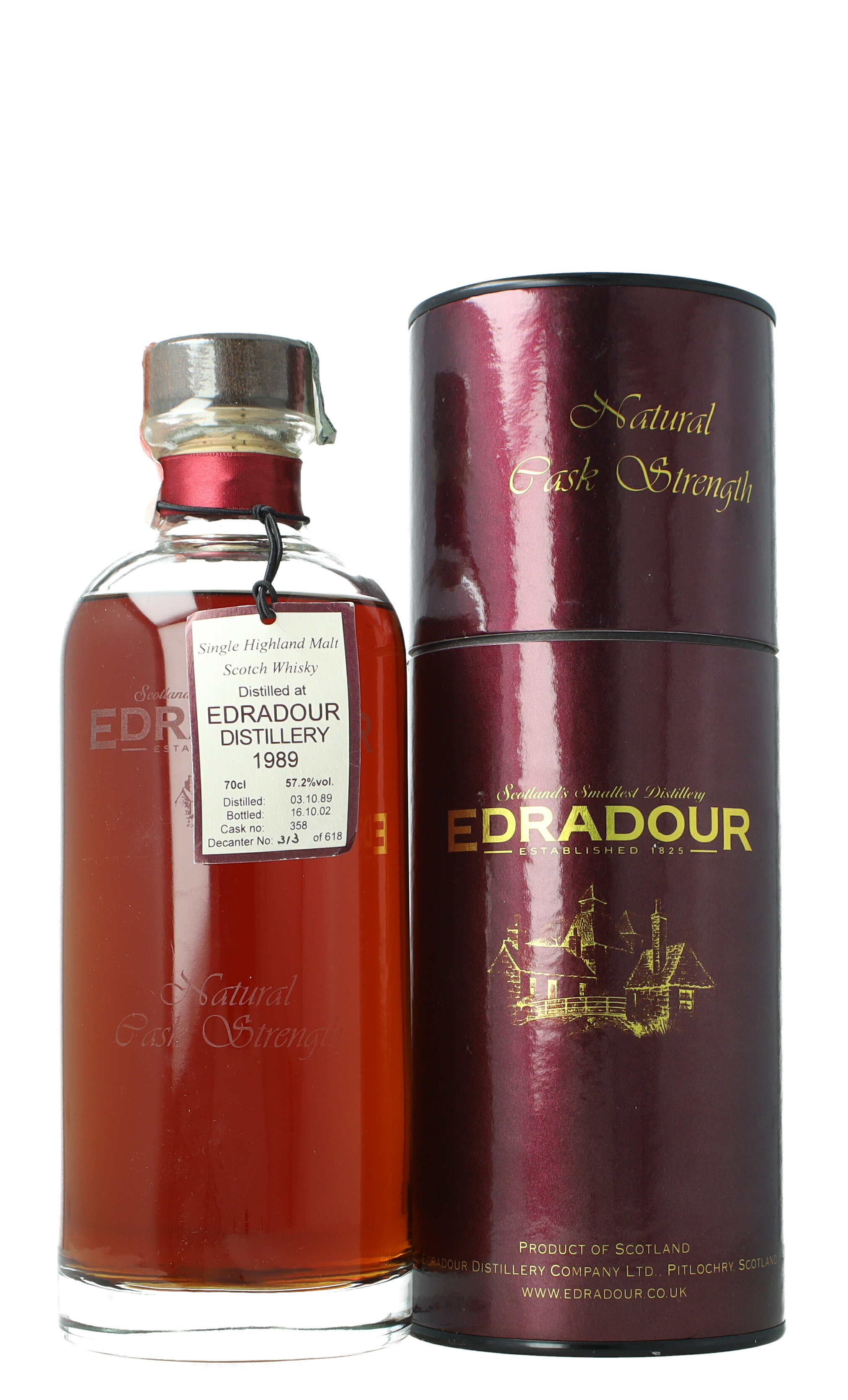 Edradour Highland Scotch Whisky 1989 2002 70cl 57.2% OB - cask 358 ...