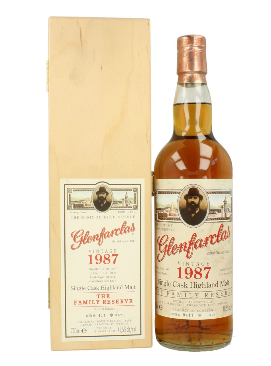 Glenfarclas Single Speyside Malt Scotch Whisky 1987 2006 70cl 48.5% OB - The Family Reserve ...