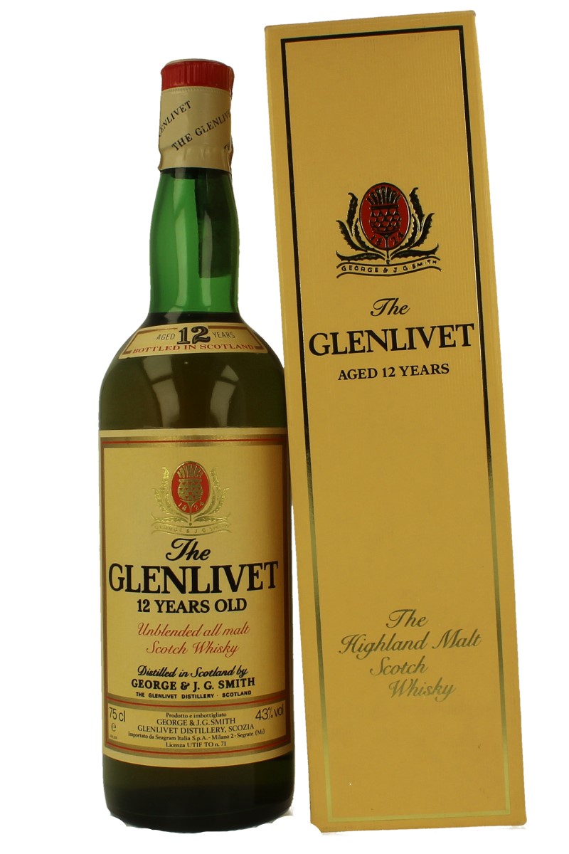 GLENLIVET 12 years Old - Bot.70-80's 75cl 43% OB- Seagram Import ...