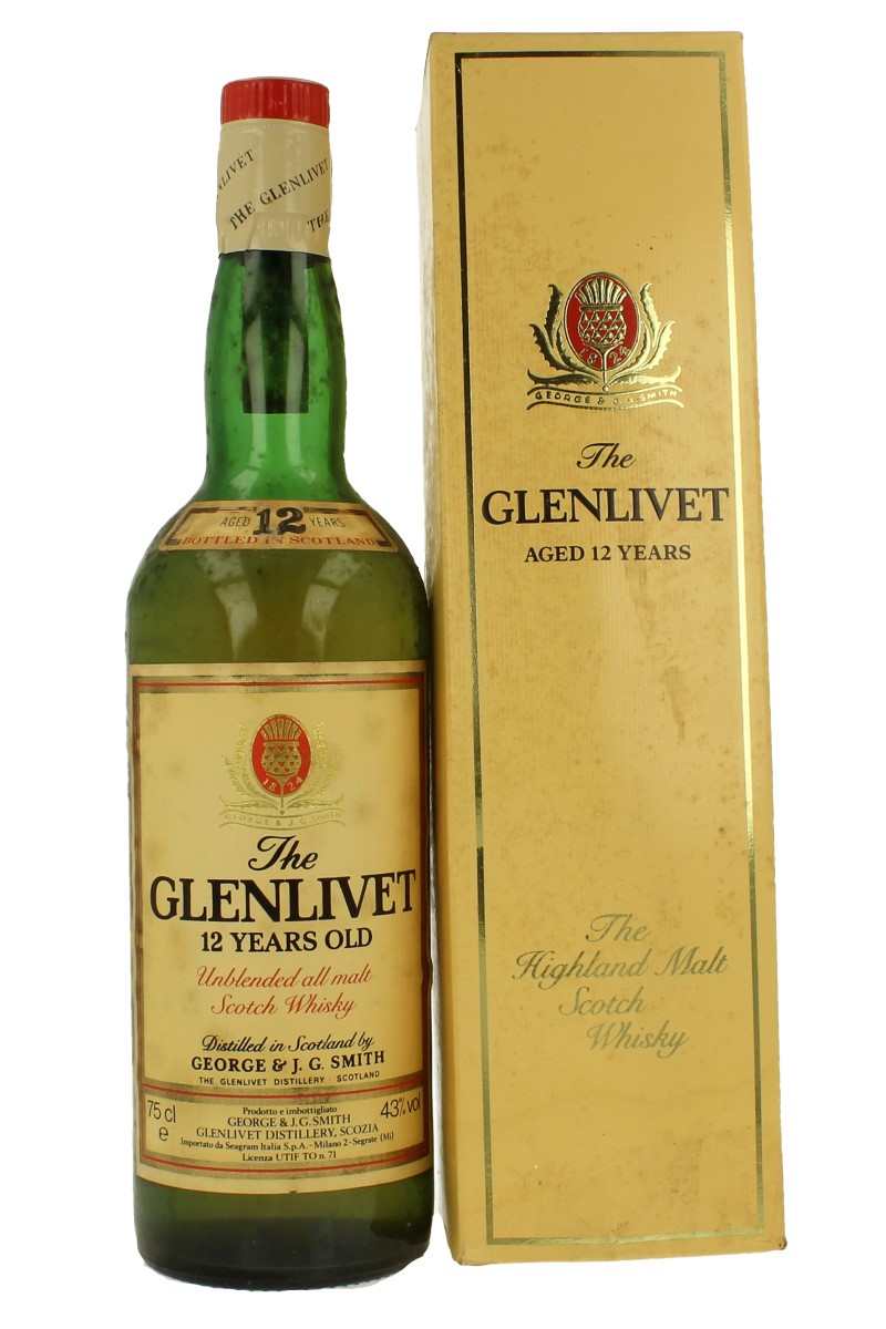 Glenlivet Speyside Scotch Whisky 12 year Old - Bot.70's 75cl 43% Unblended- Seagram Import ...