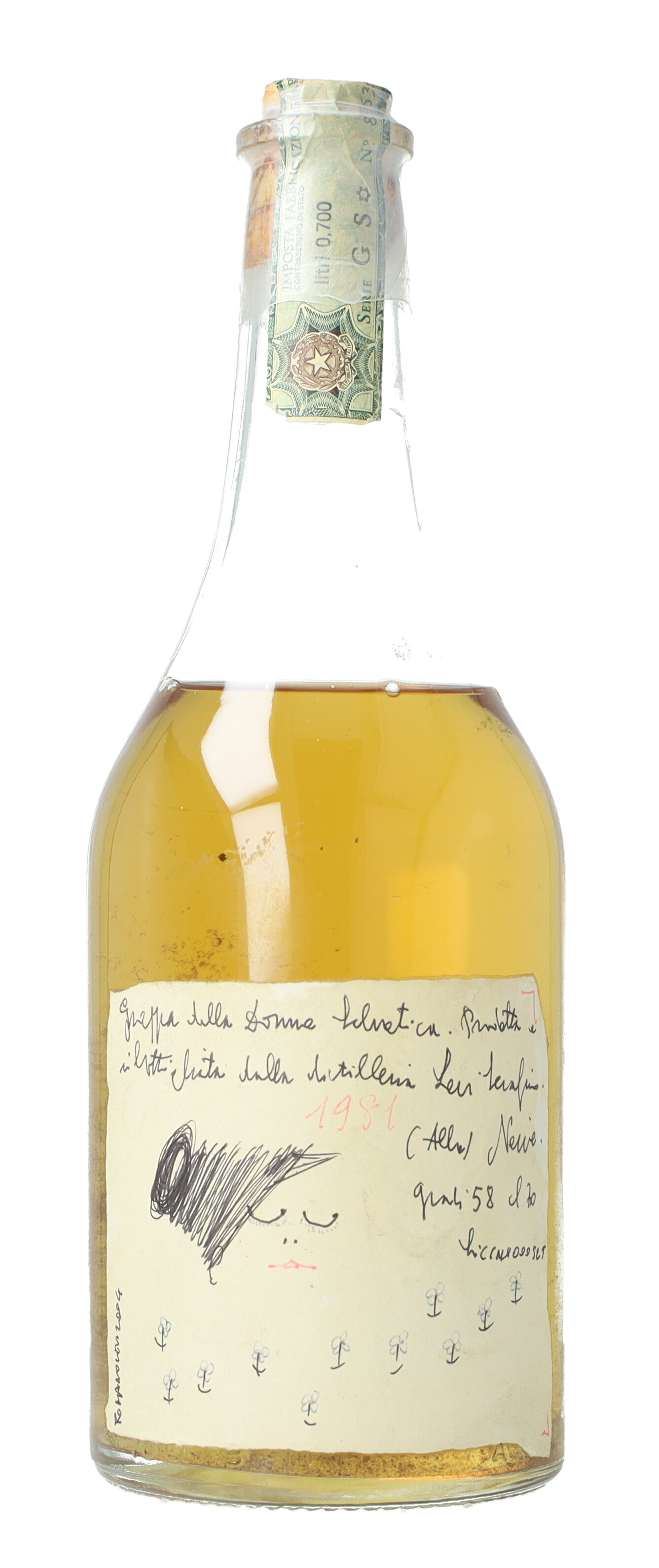 GRAPPA LEVI SERAFINO Neive 1981 70cl OB - Handwritten label 58 ...