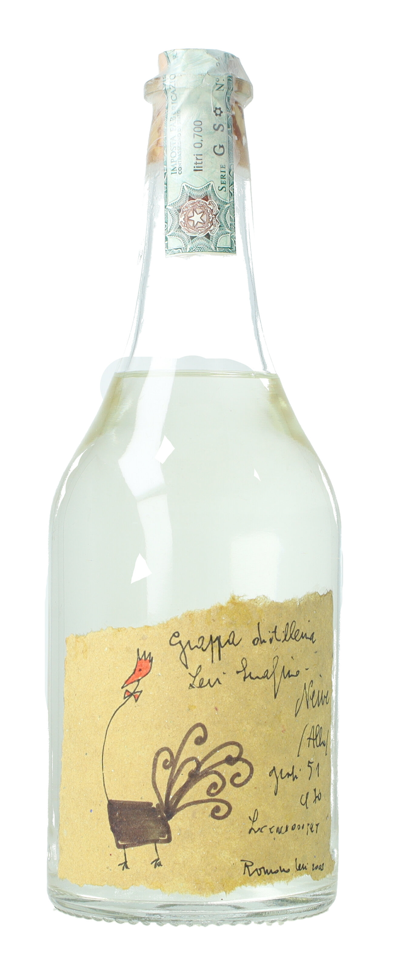 GRAPPA LEVI SERAFINO Neive 70cl 51% OB - Handwritten label - Products ...