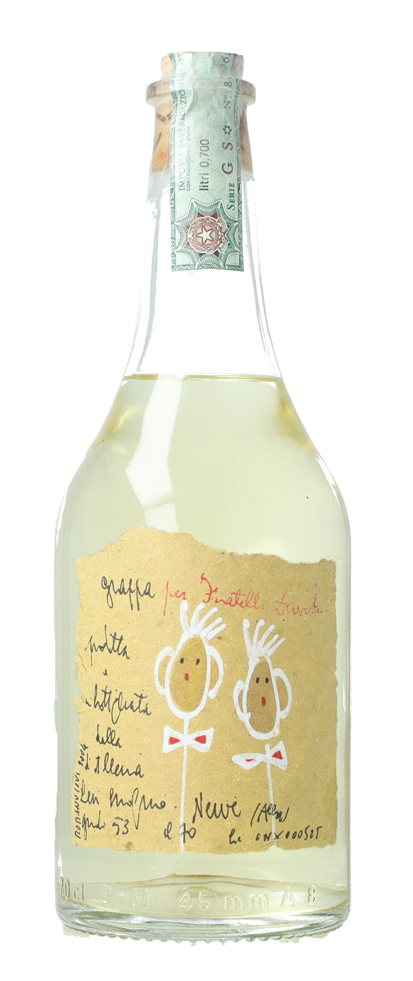 GRAPPA LEVI SERAFINO Neive 70cl 53% OB - Handwritten label - Products ...