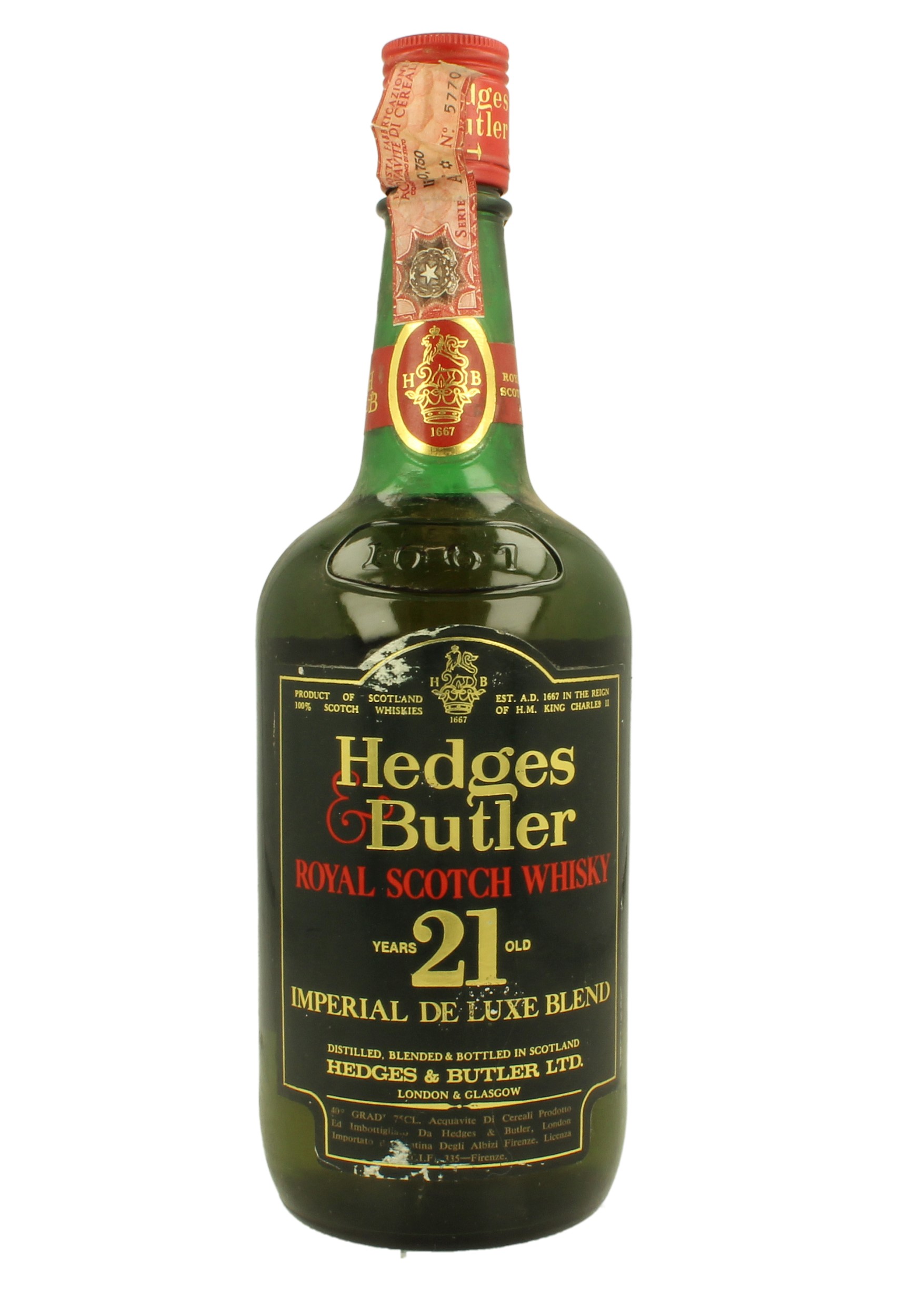 HEDGES & BUTLER 21yo Bot.80's 75cl 40% - Blended - Products - Whisky ...