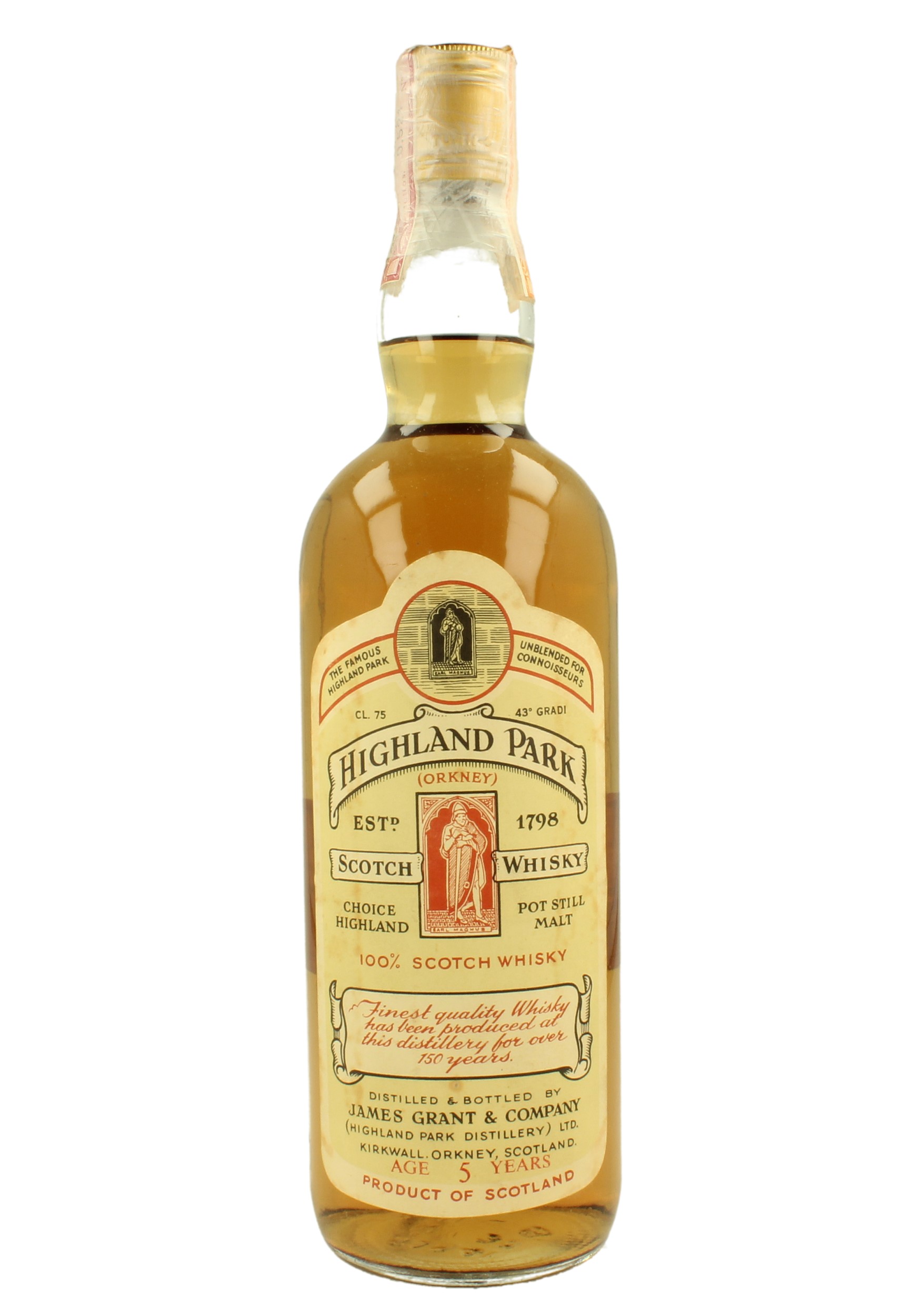 HIGHLAND PARK Island Scotch Whisky St.Magnus 5 Year Old Bot.60/70's ...