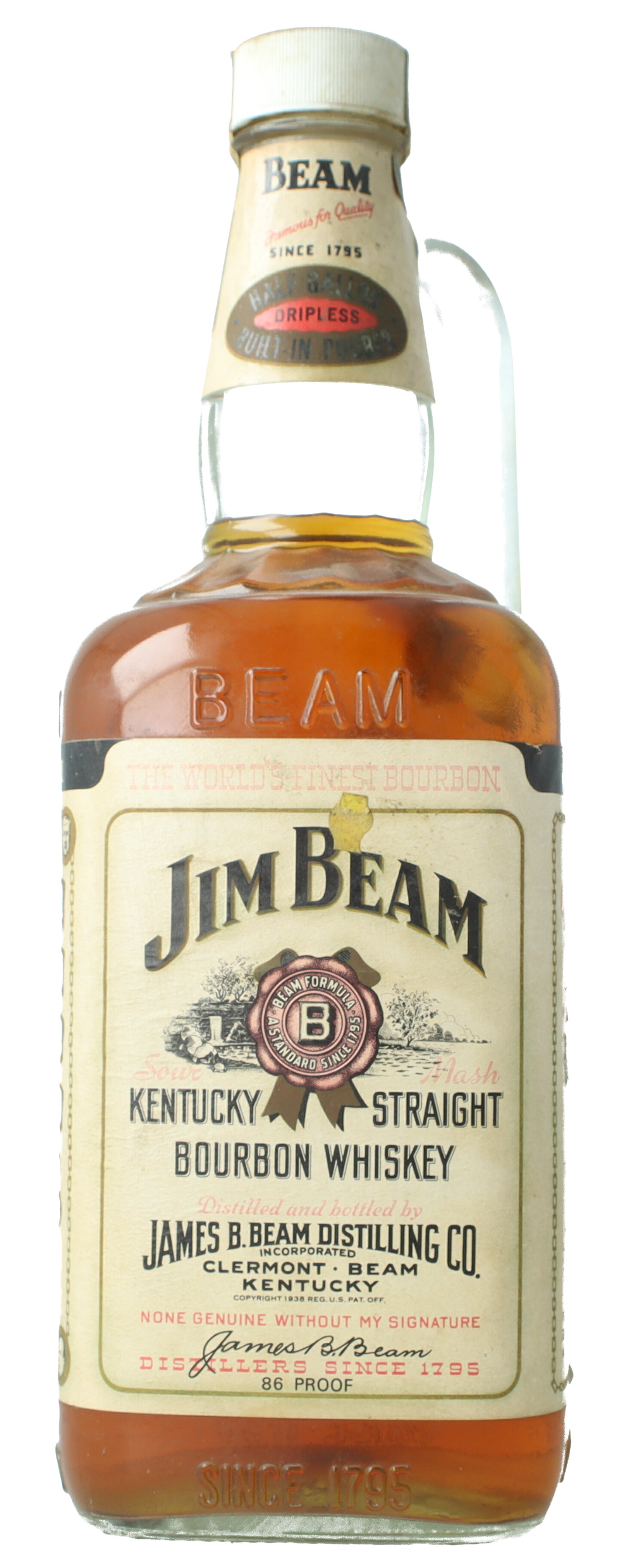 Jim Beam Kentucky Straight Bourbon Whiskey BOTTLED IN THE 60/70'S Half ...