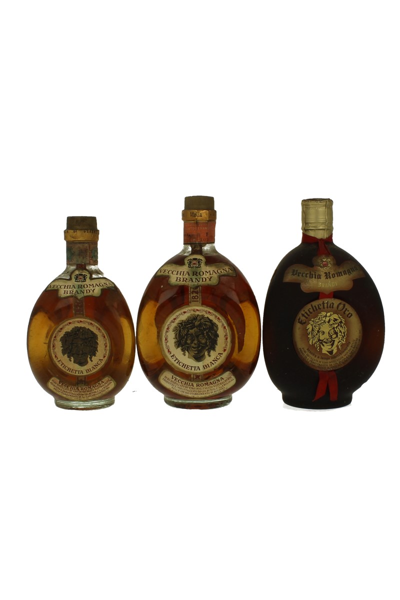 lot of 15 old Italian Brandy Vecchia Romagna Bot 60's 75cl plus one ...