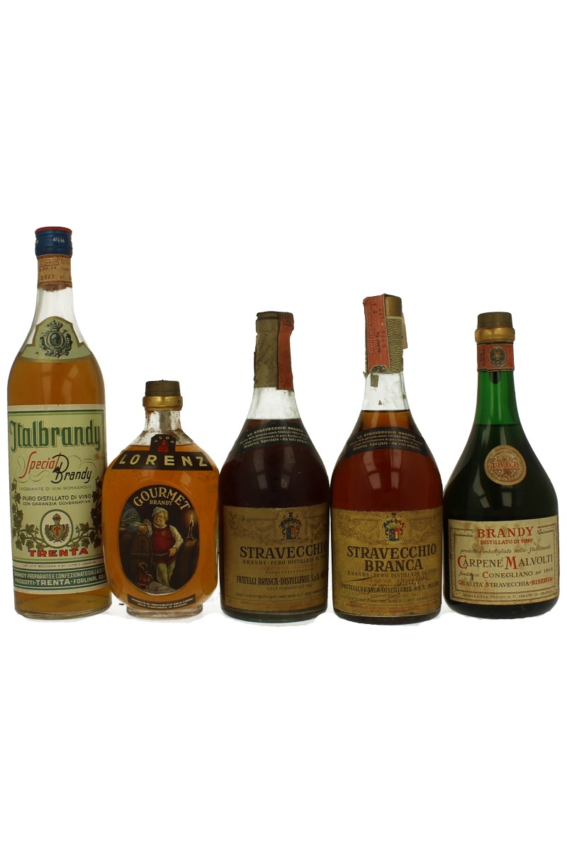 lot of 5 old Italian Brandy Mixed Bot 60's 75cl 40% - Prodotti - Whisky ...