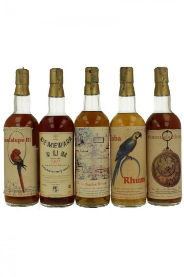 Lot of 5 Old Moon Import Rum 5x70cl Guadeloupe-Demerara 1993-Barbados ...