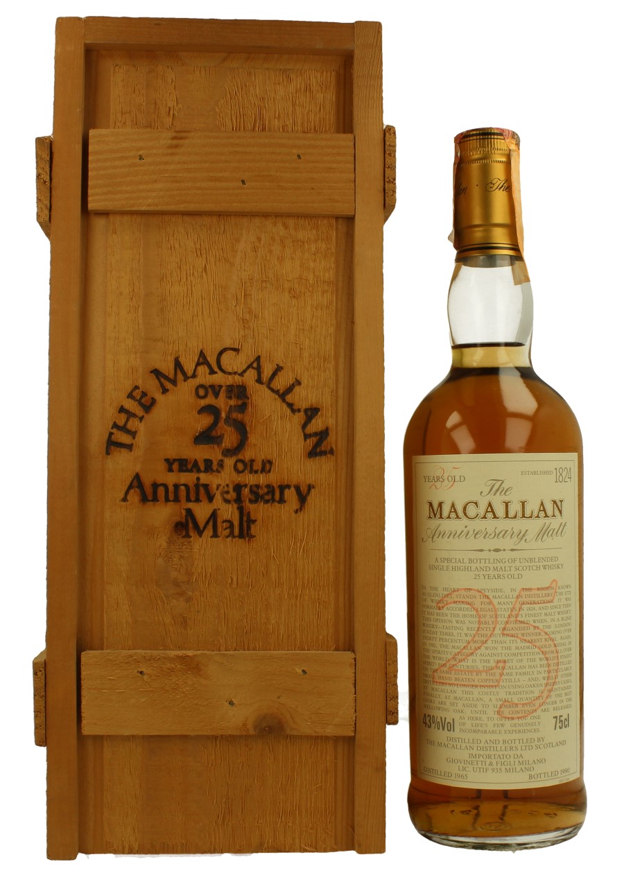 MACALLAN Anniversary 25yo 1965 1990 75cl 43% OB - Bottle propriety of ...