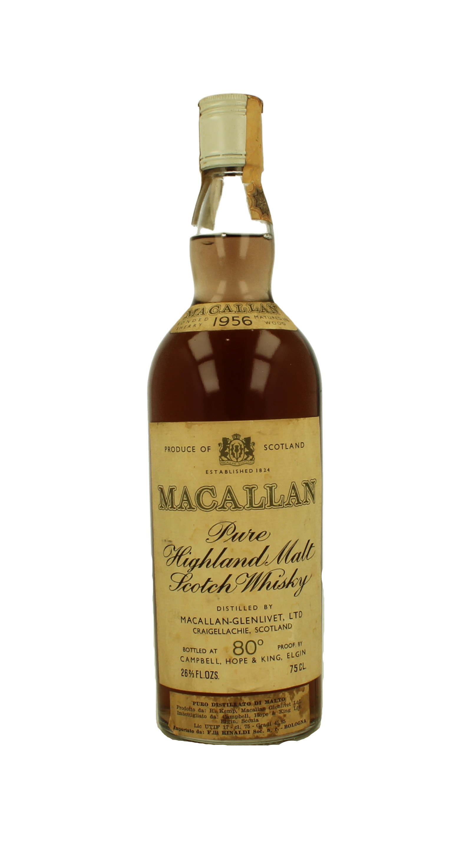 MACALLAN Over 15 Years Old 1956 - Bot.70's 75cl 80°proof UK 45.85% OB ...