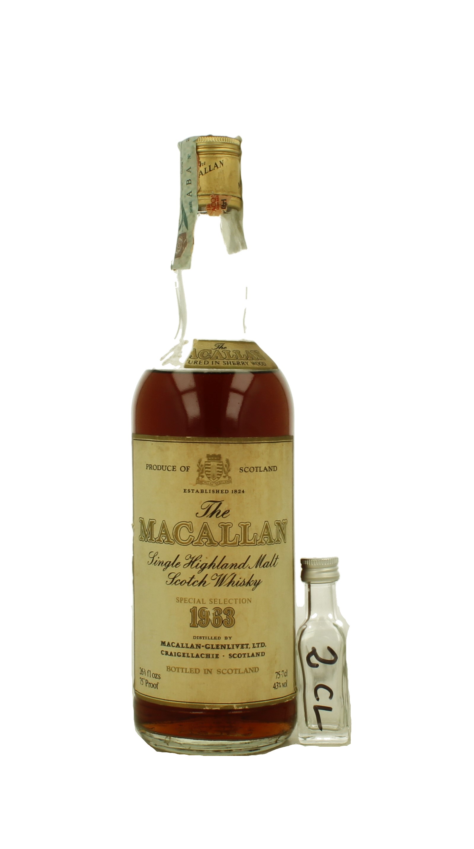 Macallan SAMPLE 17 Years old 1963 2cl 43% OB - SAMPLE 2 CL AMAZING ...