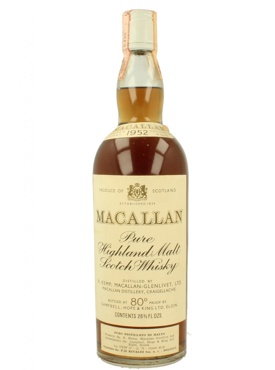 MACALLAN Speyside Scotch Whisky OVER 15 YEARS OLD 1952 - Bot.70's 75cl ...