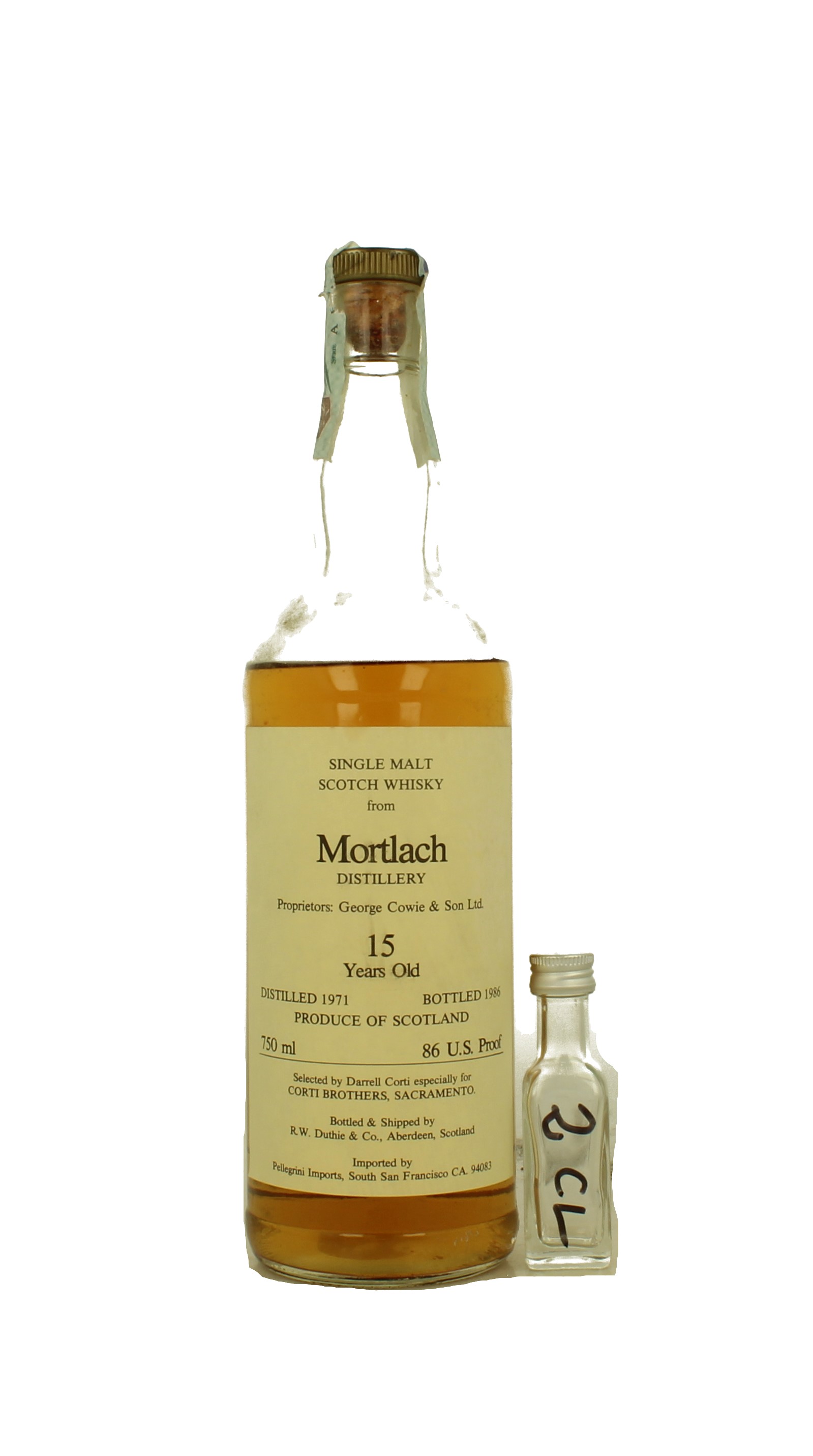 Mortlach SAMPLE 15 Years Old 1971 1986 5cl 86 US Proof Duthie for Corti ...