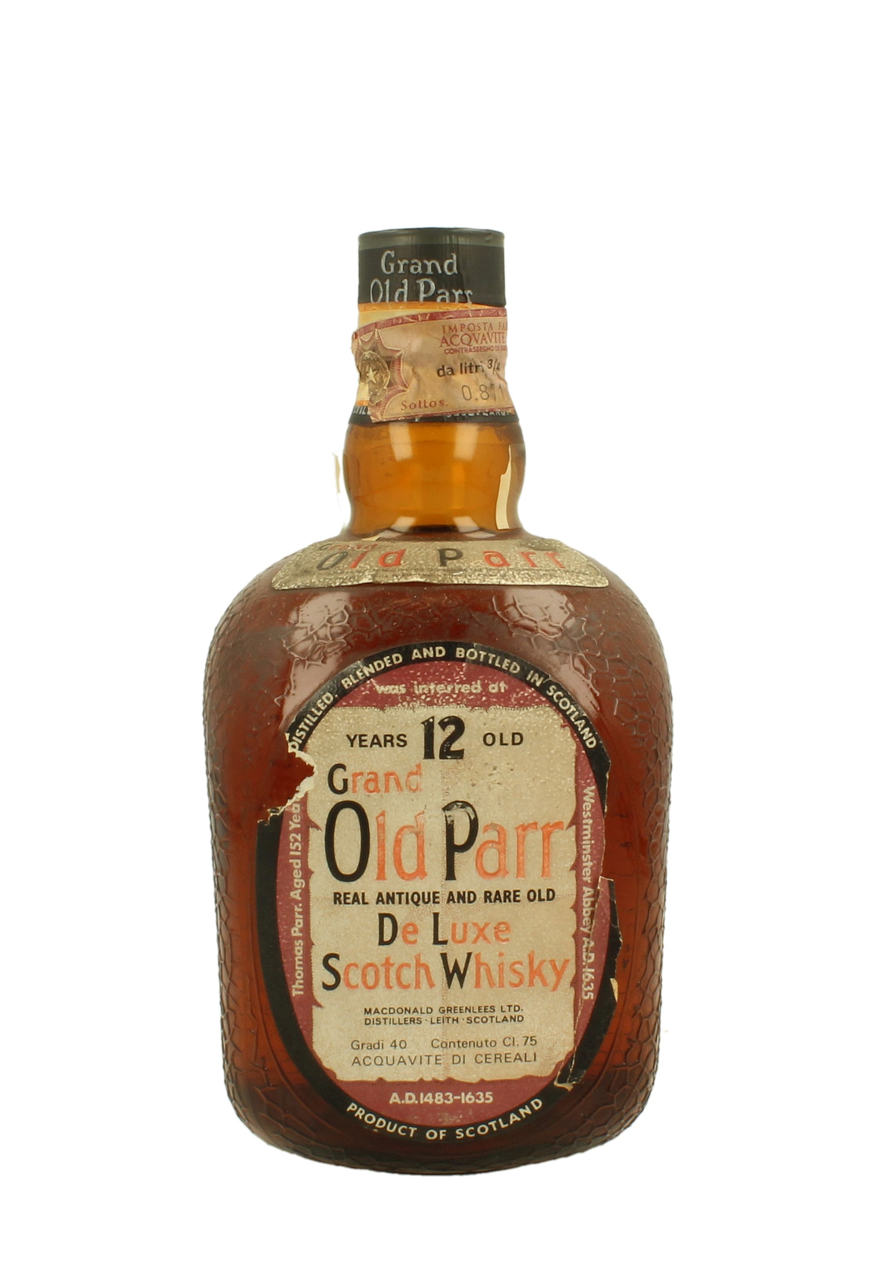 OLD PARR 12yo Bot.60/70's 75cl 40% - Blended - Products - Whisky ...