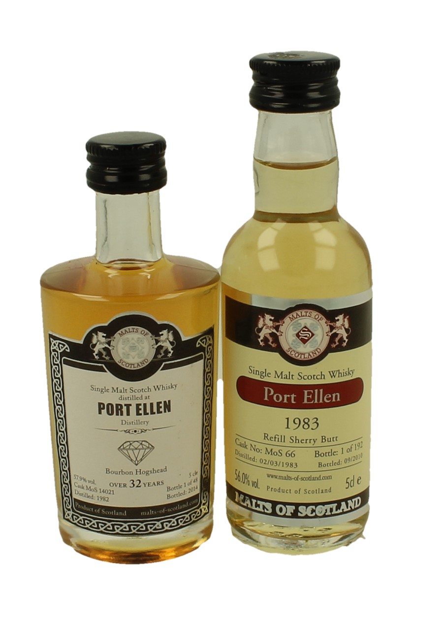 PORT ELLEN miniature 1982-1983 2x 5cl Malts of Scotland Cask 14021-Mos ...
