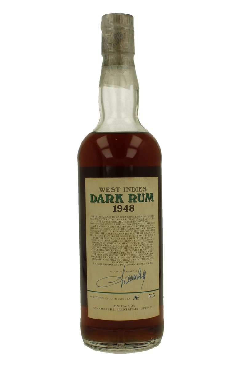 WEST INDIES DARK RUM 1948 1991 70cl 49% Samaroli - Products - Whisky Antique, Whisky & Spirits