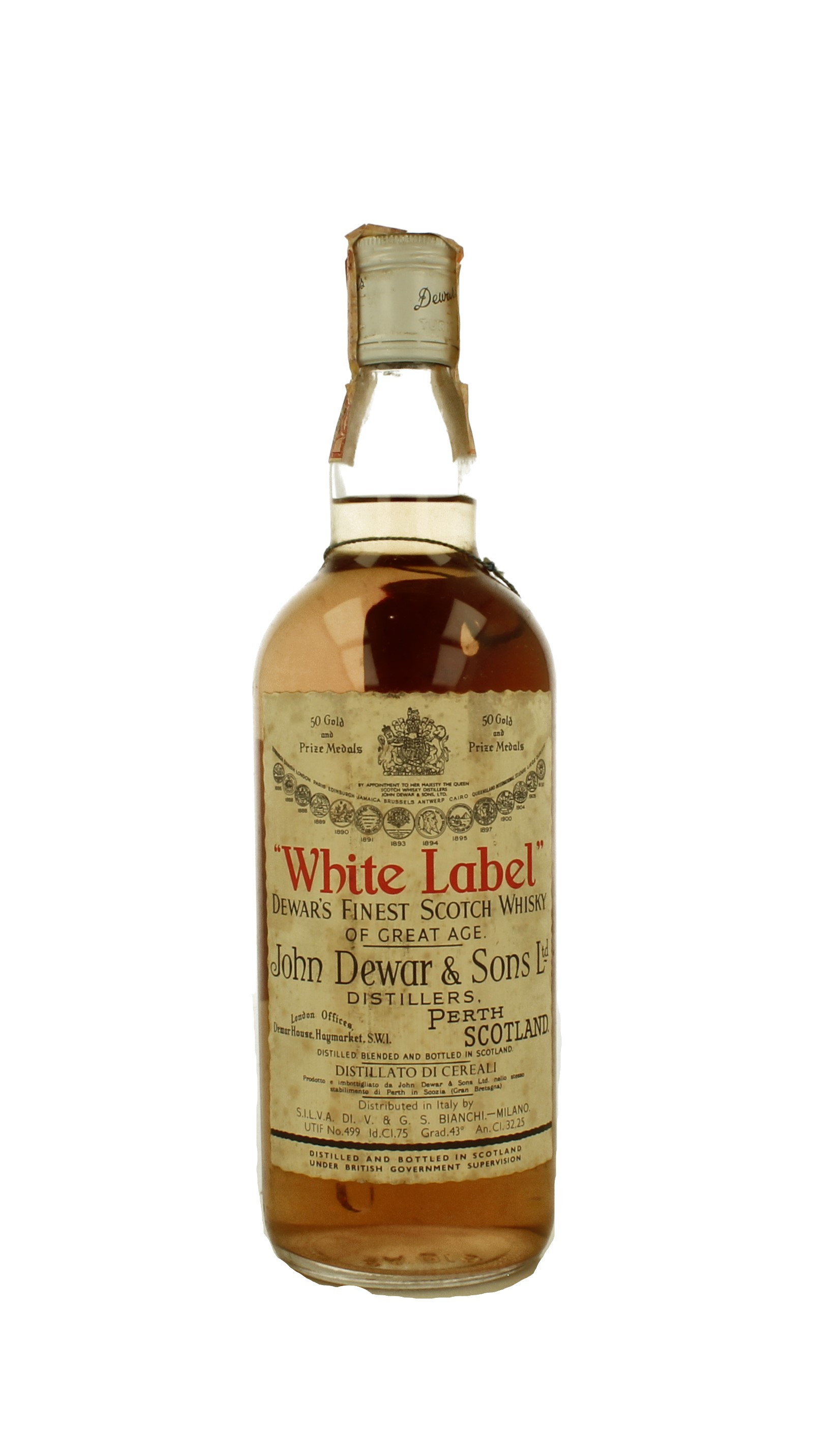 WHITE LABEL JOHN DEWAR Bot. in the 60'S /70's 75cl 43% silva import ...