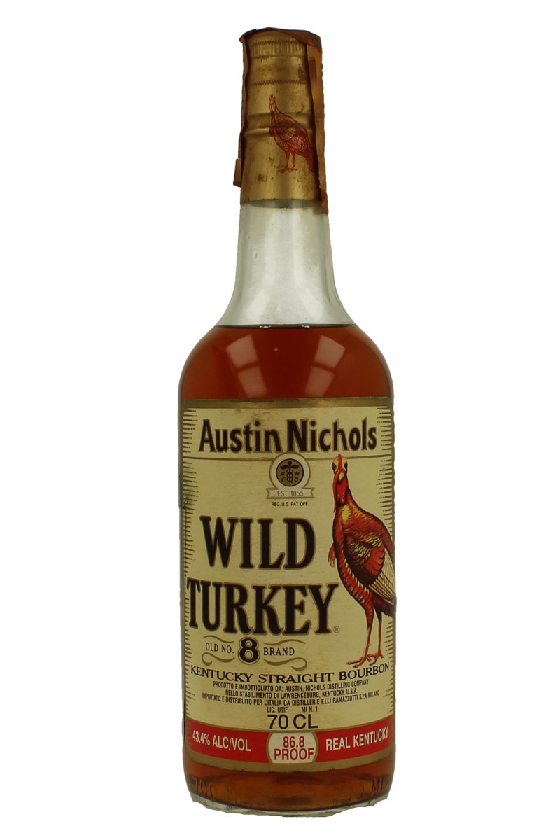 Wild Turkey Straight Bourbon Whiskey BOTTLED IN THE 80'S/90'S 70cl 86.6 ...